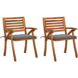 MAISONCHIC - 2er Set Gartenstühle mit Kissen Esszimmerstühle Stühle für Balkon Garten Terrasse Massivholz Akazie DE40050