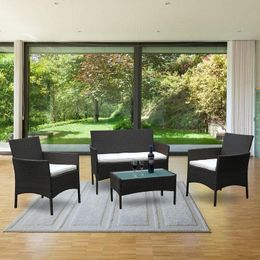Swanew - Gartenmöbel Gartenmöbel-Sets Handgeflochten Garnitur Sitzgruppe Sofa Gartengarnitur Relax-Lounge braun