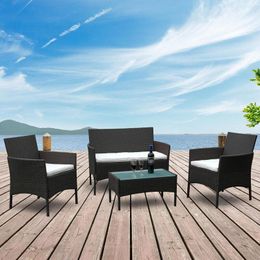 Gartenmöbel Terrassen Garnitur Sitzgruppe Loungeset Polyrattan Gartensofa Couch braun - braun - VINGO