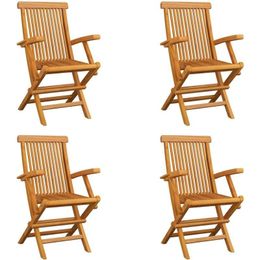 MAISONCHIC 4er Set Gartenstühle Gartensessel Klappbare Stühle für Garten Terrasse Balkon Massivholz Teak DE70969