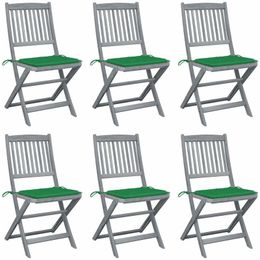 MAISONCHIC Klappbare 6 Stk.Gartenstühle Relax-Sessel,Gartenmöbel mit Sitzkissen Massivholz Akazie -24669