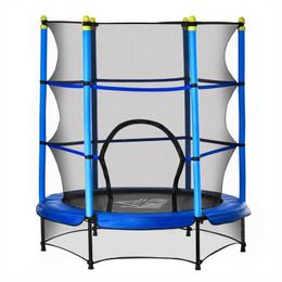 HOMCOM Trampolin für Kinder Ø140 cm Fitness-Trampolin mit Sicherheitsnetz Randabdeckung Gummiseil gepolstert Indoor Outdoor Springen Gartentrampolin