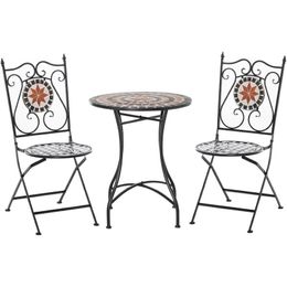 Garten Sitzgruppe 3-teilige Mosaiktisch+2 faltbare Stühle Metall - Mehrfarbing - Outsunny