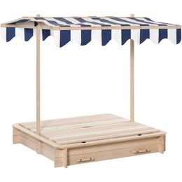 Outsunny Sandkasten Sandkiste aus Holz für Garten Sandkasten mit Dach Felix Kindersandkasten mit Dach abnehmbar Rücklehnen verstellbar Tannenholz 3-7 Jahren