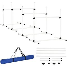 PawHut - Agility Hürdenset Slalom Stangen Hunde Training Set 4 x Hürden, Kunststoff, Weiß, 95x65x95cm - Weiß