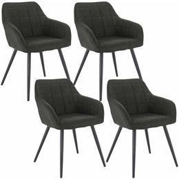 WOLTU 4 x Esszimmerstühle 4er Set Esszimmerstuhl Küchenstuhl Polsterstuhl Design Stuhl mit Armlehnen, mit Sitzfläche aus Stoffbezug, Gestell aus Metall,