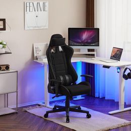 WOLTU - Gaming Stuhl Bürostuhl Ergonomisch Gaming Sessel 150 kg belastbar Computerstuhl mit Fußstütze Lendenkissen Armlehnen verstellbar Wippfunktion