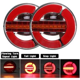 Maerex - Runde LED-LKW-Rückleuchten Anhängerlaternen Fracht-Rücklicht dynamisches Blinker-Bremslicht 12 V-24 v