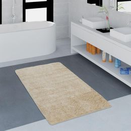 Moderner Badezimmer Teppich Einfarbig Microfaser Kuschelig Gemütlich In Beige 40x55 cm - Paco Home