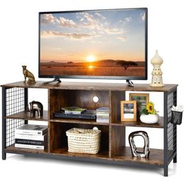 Costway TV-Schrank, Lowboard mit offenen Fächern & Aufbewahrungskorb, TV-Regal für Fernseher bis 65 Zoll, Fernsehtisch, Fernsehschrank für Wohnzimmer,