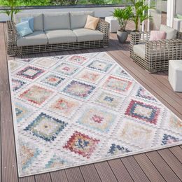 Paco Home - Outdoor Teppich Wetterfest Wohnzimmer Balkon Skandinavisch Ethno Geometrisch 3D 200x280 cm, Bunt 4