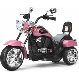 Costway 6V Elektro Motorrad Kinder mit verstellbaren Scheinwerfer, Dreirad Elektromotorrad mit Sound | Hupe | Rückspiegel | Pedale, Geschwindigkeit 2,5-3