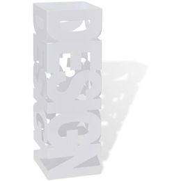 LONGZIMING - Schirmhalter Schirmständer Gehstöcke Stahl weiß quadratisch 48,5 cm