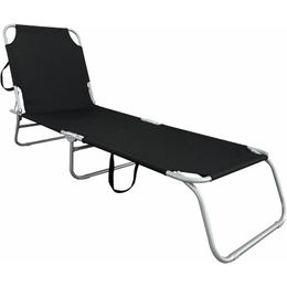 Spetebo - 3-Bein Gartenliege klappbar mit Tragegurten - schwarz - Relax Sonnenliege mit 4-fach verstellbarem Rückenteil - Liege für Camping Garten