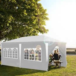 Pavillon Wasserdicht – Terrassenpavillon mit Verbolzung. perfektes Gartenzelt für Partys Weiß 3x6m - Weiß - HENGDA