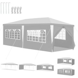 HENGDA Pavillon Garten mit abnehmbaren und großen Fenstern,mit Spiralschläuchen Gartenpavillon, Partyzelt Seitenteilen tragbares wasserdichtes Zelt