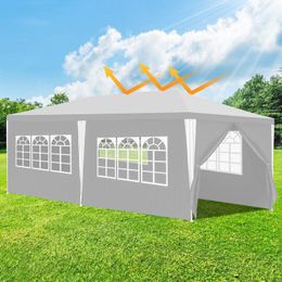 HENGDA Pavillon Garten wasserdichtes Zelt mit abnehmbaren und großen Fenstern,mit Spiralschläuchen Gartenpavillon, Partyzelt Seitenteilen tragbares