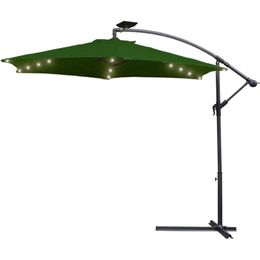 HENGDA Alu Sonnenschirm UV-Schutz 40+ Ampelschirm mit 36 LEDs Beleuchtung Solar Garten Schirm Pavillon Ständer. Höhenverstellbar. Klappbar ø 300cm mit Solar