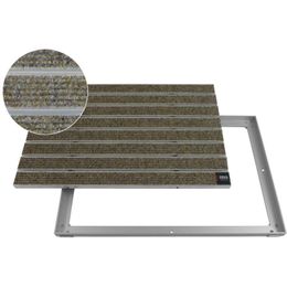 Eingangsmatte diplomat + Rahmen 25mm Aluminium, Large Rips Sand: 600 x 400 mm - Emco