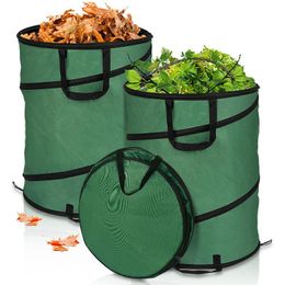 Gartensack Gartenabfallsäcke Popup mit 3 reißfeste Griffe Abfallsack 170L 2X - Grün - HENGDA