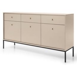 Monne Sideboard Kommode 3-türig mit 3 Schubladen, Beige im Vintage Look - Selsey