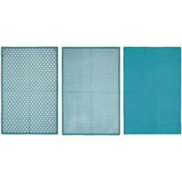 3er-Set Küchentücher - bedruckt - Baumwolle - entenblau - 45x70 cm - Atmosphera - Blaugrün