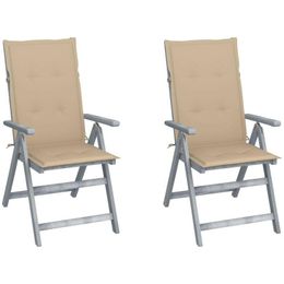HOMMOO Verstellbare Gartenstühle 2 Stk. mit Auflagen Massivholz Akazie YQvidaXL3064701DE