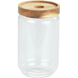 Aufbewahrungsdose Vido 700 ml, Glasdose mit Deckel aus Akazienholz, Transparent, Glas transparent, Holz braun - transparent - Wenko