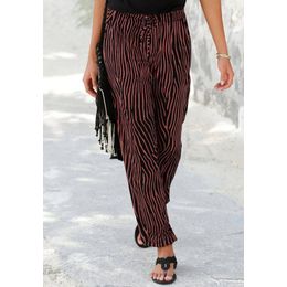 Lascana Strandhose mit Zebradruck und Taschen, Jerseyhose, Relaxhose, bunt|schwarz