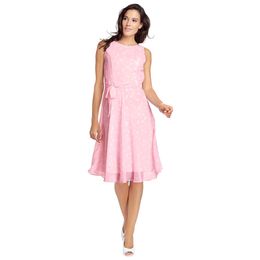 Druckkleid Heine "Druck-Kleid" Gr. 42, Normalgrößen, weiß (rosé, offwhite) Damen Kleider Knielange