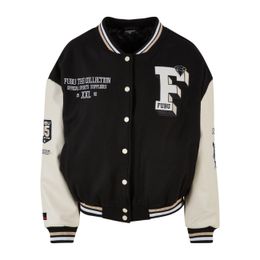 Anorak Fubu "Fubu Damen FW231-017-1 College Varsity Jacket" Gr. M, schwarz-weiß (black, offwhite, sand) Damen Jacken Sportjacken