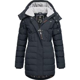 Ragwear Kurzmantel Ashanta stylischer, gesteppter Winterparka mit gefütterter Kapuze, blau