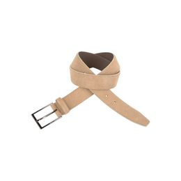 BOSS Ledergürtel Calindo aus Veloursleder mit Logo-Schliesse aus Metall, beige|braun