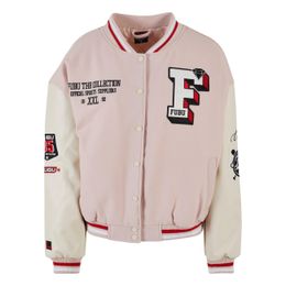 Anorak Fubu "Fubu Damen FW231-017-2 College Varsity Jacket" Gr. L, bunt (light pink, offwhite, red) Damen Jacken