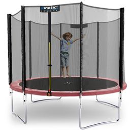 KINETIC SPORTS Trampolin Outdoor SALTO Ø 183/244/305/366/400/430/490 cm -TÜV Rheinland geprüft, Kindertrampolin Set mit Netz, Randpolster, USA Sprungtuch - Gartentrampolin, bis zu 160kg Pink 305 cm Ø 305 cm, Pink-4