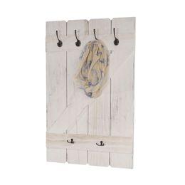 Wandgarderobe MCW-D13, Garderobe Garderobenpaneel, 6 Haken 91x60cm ~ shabby-weiß