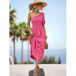 BlauWave Strandkleid One-Shoulder-Kleid One Shoulder Bubble Sleeve Layered Beach Rock (1-tlg) Elegantes langes Kleid