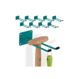 Relaxdays 10x Grüner Gerätehalter aus Stahl Gartengerätehalter