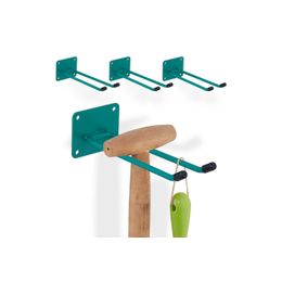 Relaxdays 4x Grüner Gerätehalter aus Stahl Gartengerätehalter