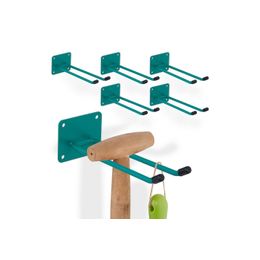Relaxdays 6x Grüner Gerätehalter aus Stahl Gartengerätehalter