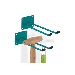 Relaxdays 2x Grüner Gerätehalter aus Stahl Gartengerätehalter