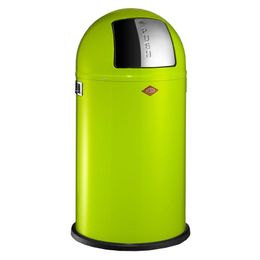 Wesco Mülleimer Pushboy Lemongreen 50 Liter pulverbeschichteter Edelstahlkorpus