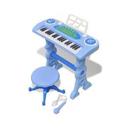 vidaXL Musikinstrumentenpedal Kids' Playroom Toy Keyboard with Stool/Microphone 37-key Blue