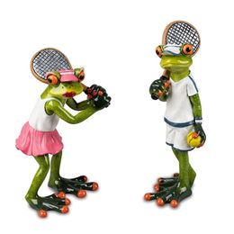 formano Sammelfigur formano 2er SET lustige Frösche Tennisspieler 18 cm Figur Froschpaar
