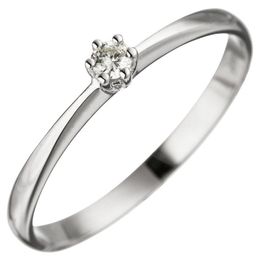 Schmuck Krone Verlobungsring Solitär Ring Diamant Brillant der Mitte 585 Gold Weißgold