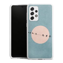 DeinDesign Galaxy A33 5G Handy Silikon H&uuml;lle Case wei&szlig; Handyh&uuml;lle Turquoise Bird Moon Silikon Case
