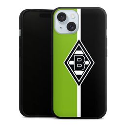 DeinDesign iPhone 15 Handy Premium Silikon H&uuml;lle Handyh&uuml;lle schwarz Case Borussia M&ouml;nchengladbach Gladbach Bundesliga Silikon Premium Case