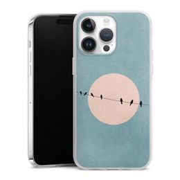 DeinDesign iPhone 14 Pro Max Handy Silikon H&uuml;lle Case transparent Handyh&uuml;lle Bird Turquoise Moon Silikon Case