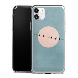 DeinDesign iPhone 11 Handy Slim Case Silikon Handyh&uuml;lle transparent H&uuml;lle extra d&uuml;nn Bird Moon Turquoise Silikon Slim Case