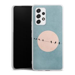 DeinDesign Galaxy A53 5G Handy Silikon H&uuml;lle Case transparent Handyh&uuml;lle Turquoise Bird Moon Silikon Case